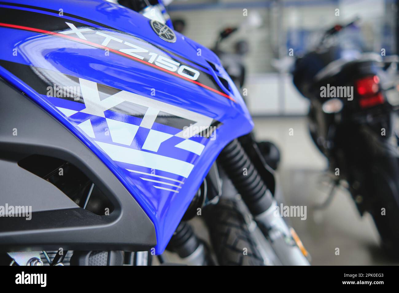 Lima, Peru. 2023. Yamaha test ride, and motorcycle driving instruction ...