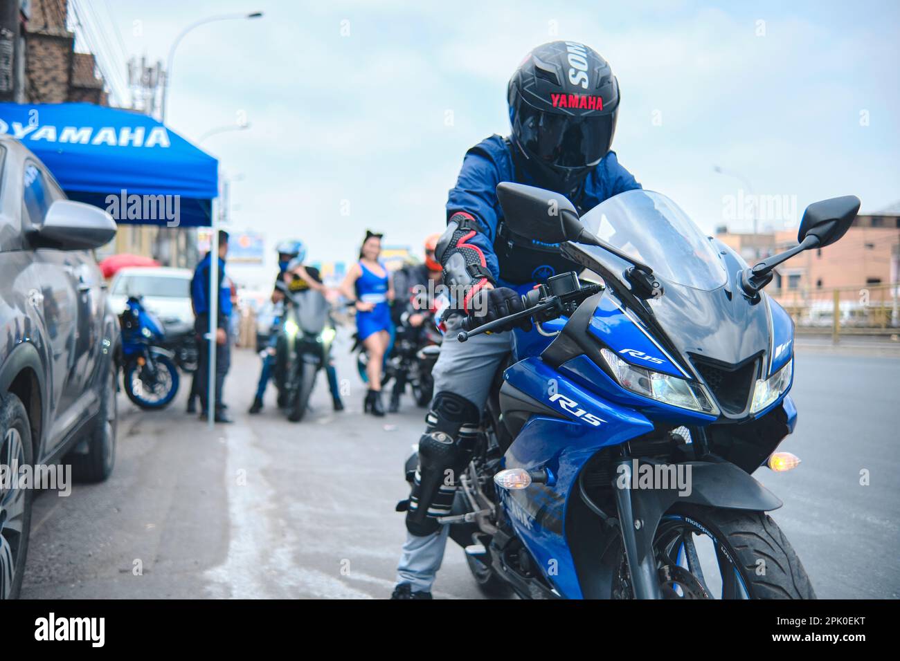 Lima, Peru. 2023. Yamaha test ride, and motorcycle driving instruction ...