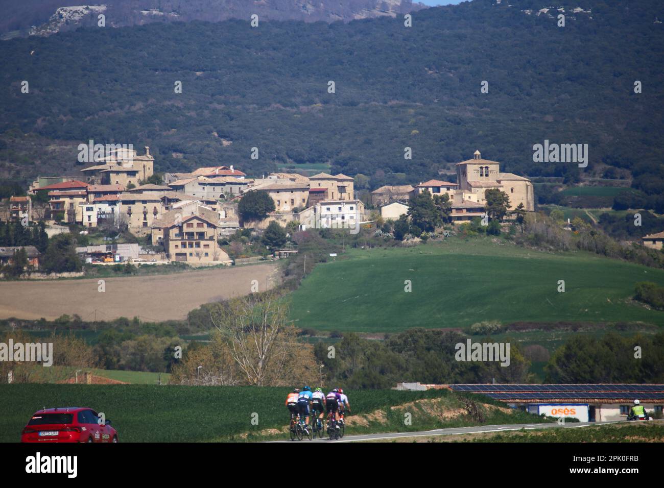 Zabal, Spain, April 04, 2023: La fuga collaborating all the runners ...
