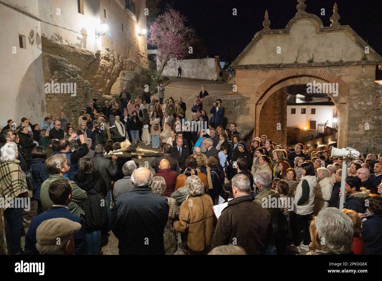 Ronda, Spain. 04th Apr, 2023. Crowds of the Catholic faithful carry a ...