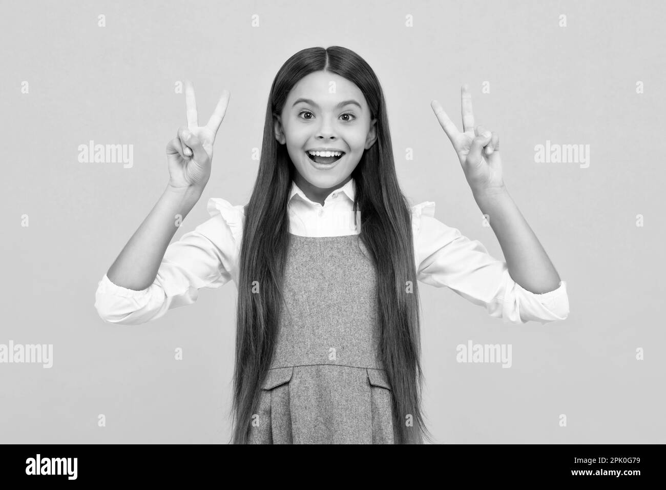 Happy girl face, positive and smiling emotions. Portrait of funny ...