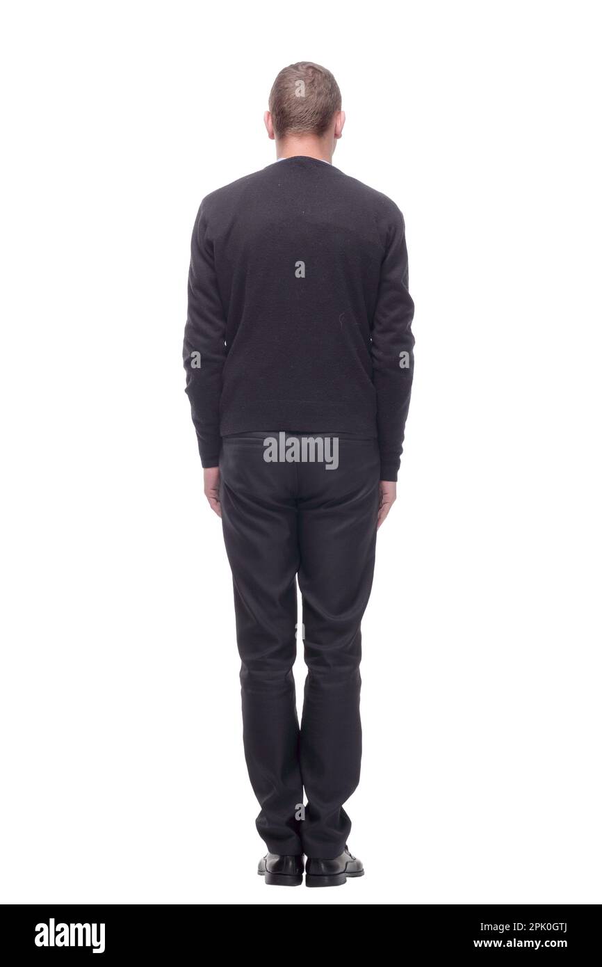 Business man from the back - looking at something over a white ...