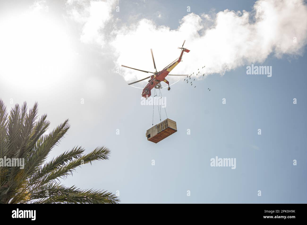 Hallandale Beach, Miami, Florida - April 4, 2023: Helicopter lifting ...