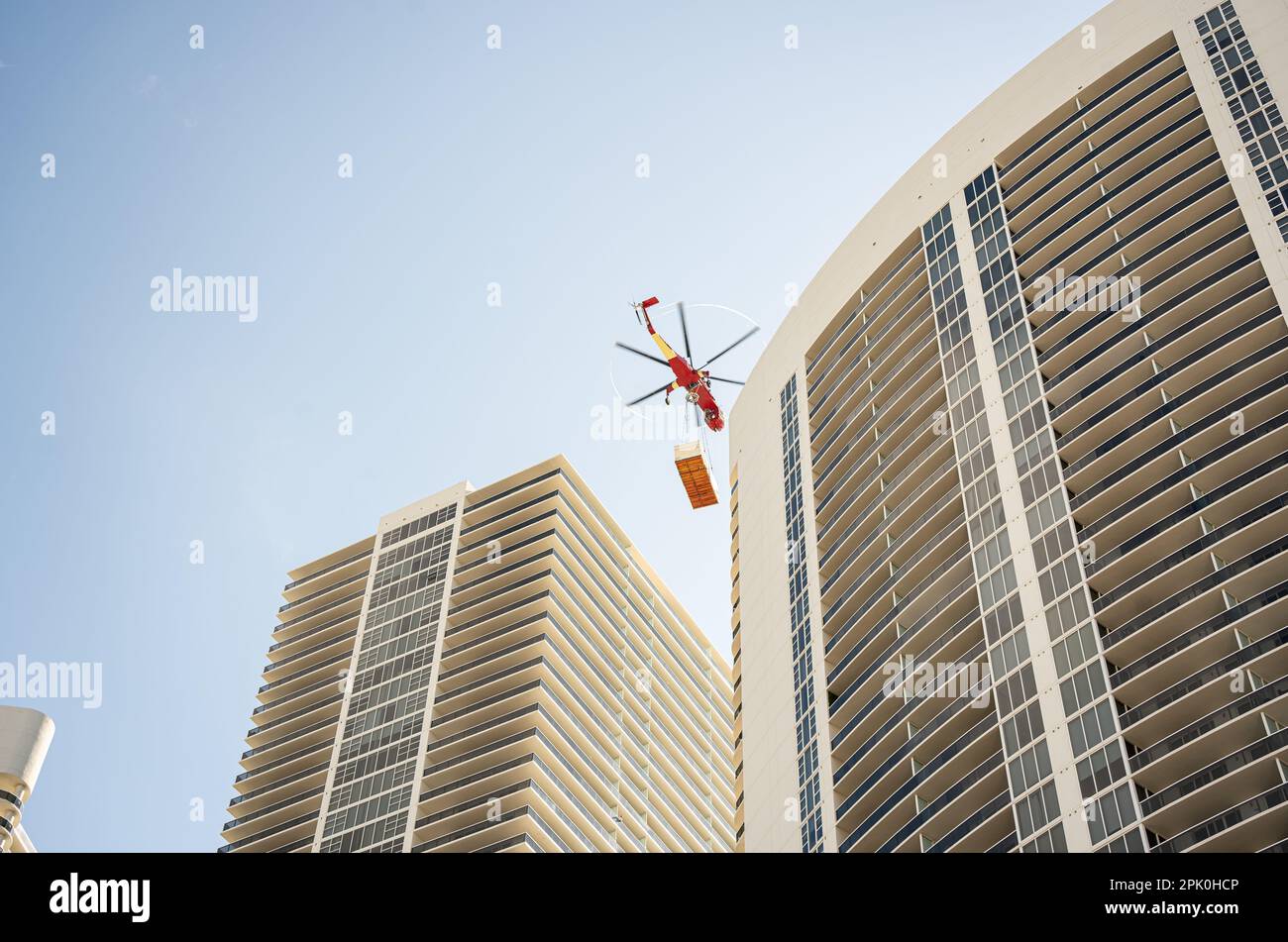 Hallandale Beach, Miami, Florida - April 4, 2023: Helicopter lifting ...