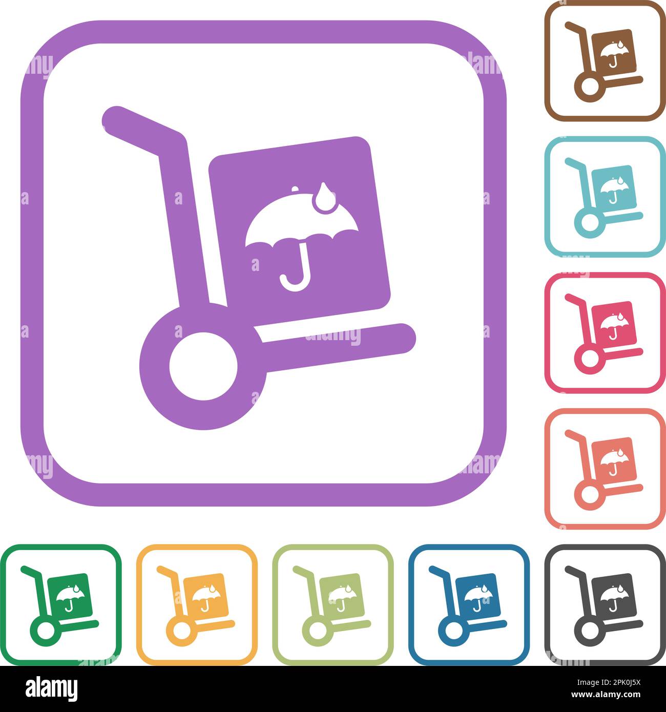 Not waterproof parcel delivery solid simple icons in color rounded ...