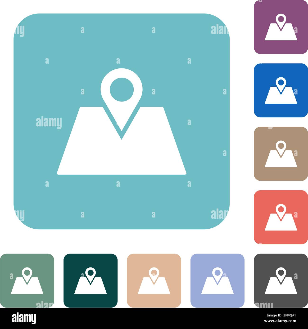 GPS route planning icons on round glass buttons in multiple colors ...