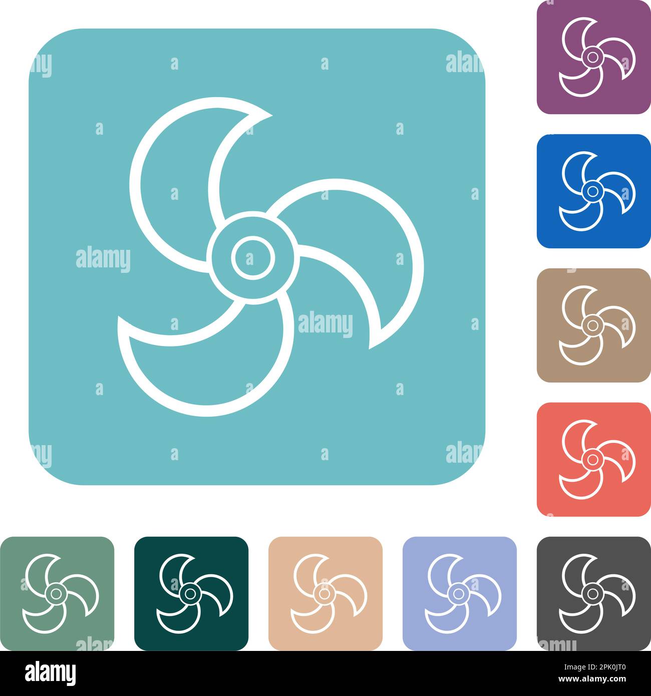 Propeller outline icons on round glass buttons in multiple colors. Arranged layer structure ...