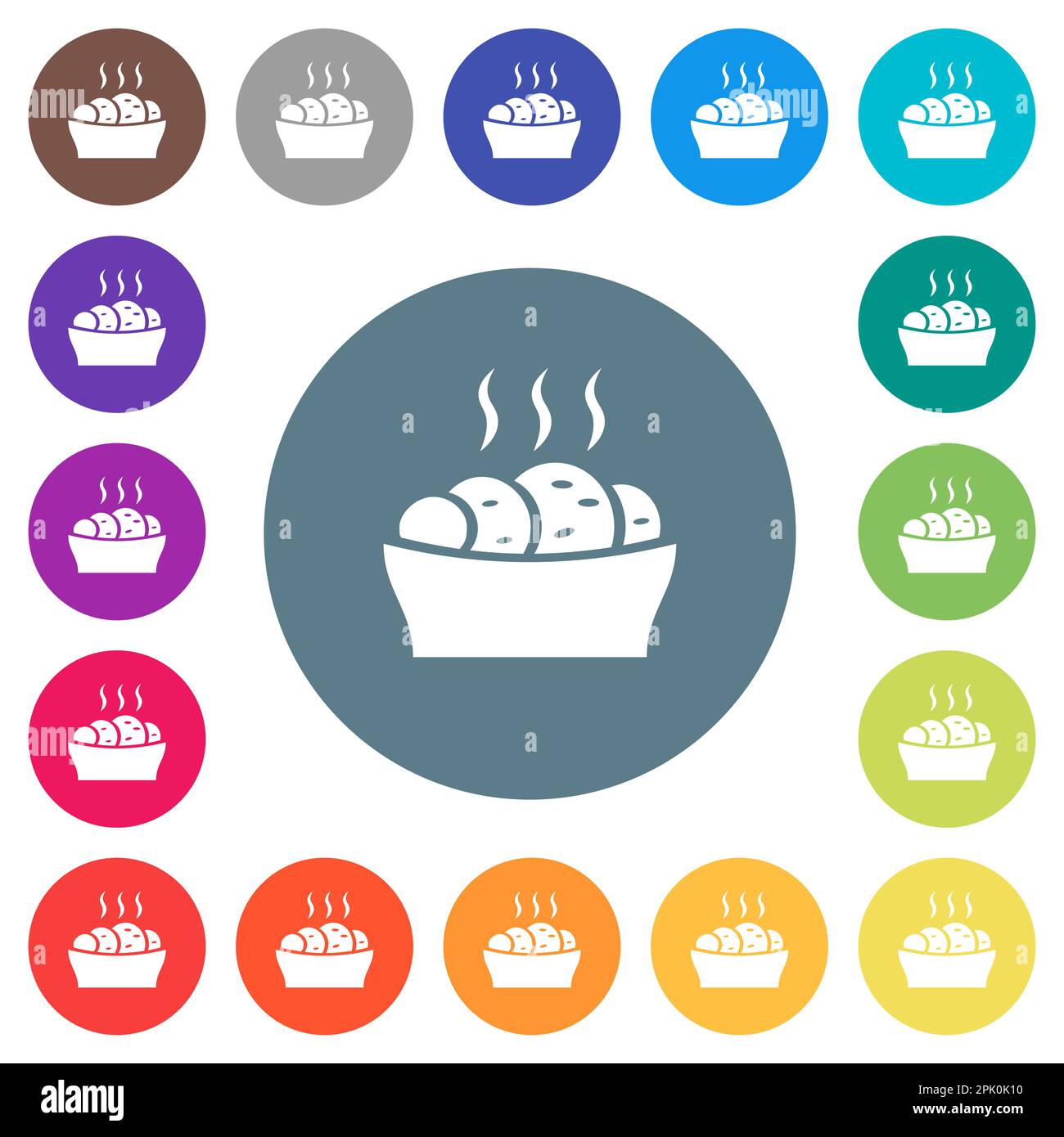 Fresh cake flat white icons on round color backgrounds. 17 background ...