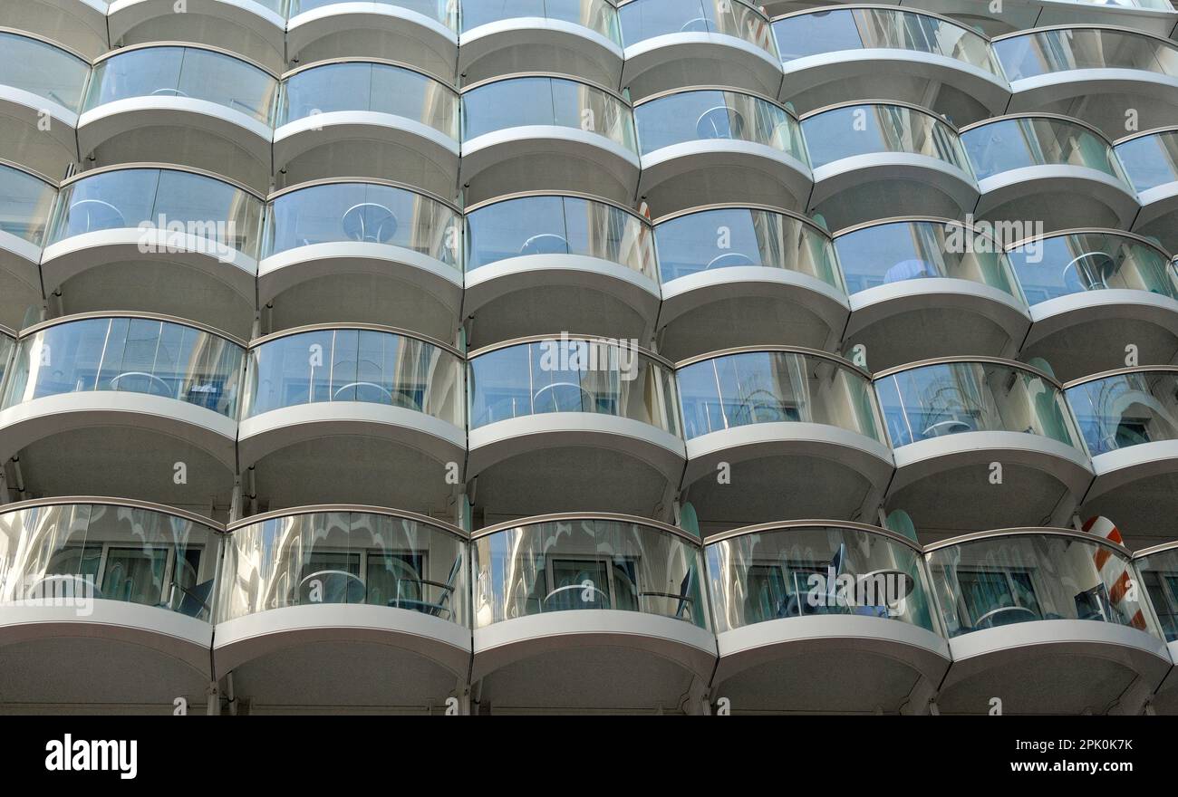 Round Balconies on Cruise Ship Stock Photo - Alamy