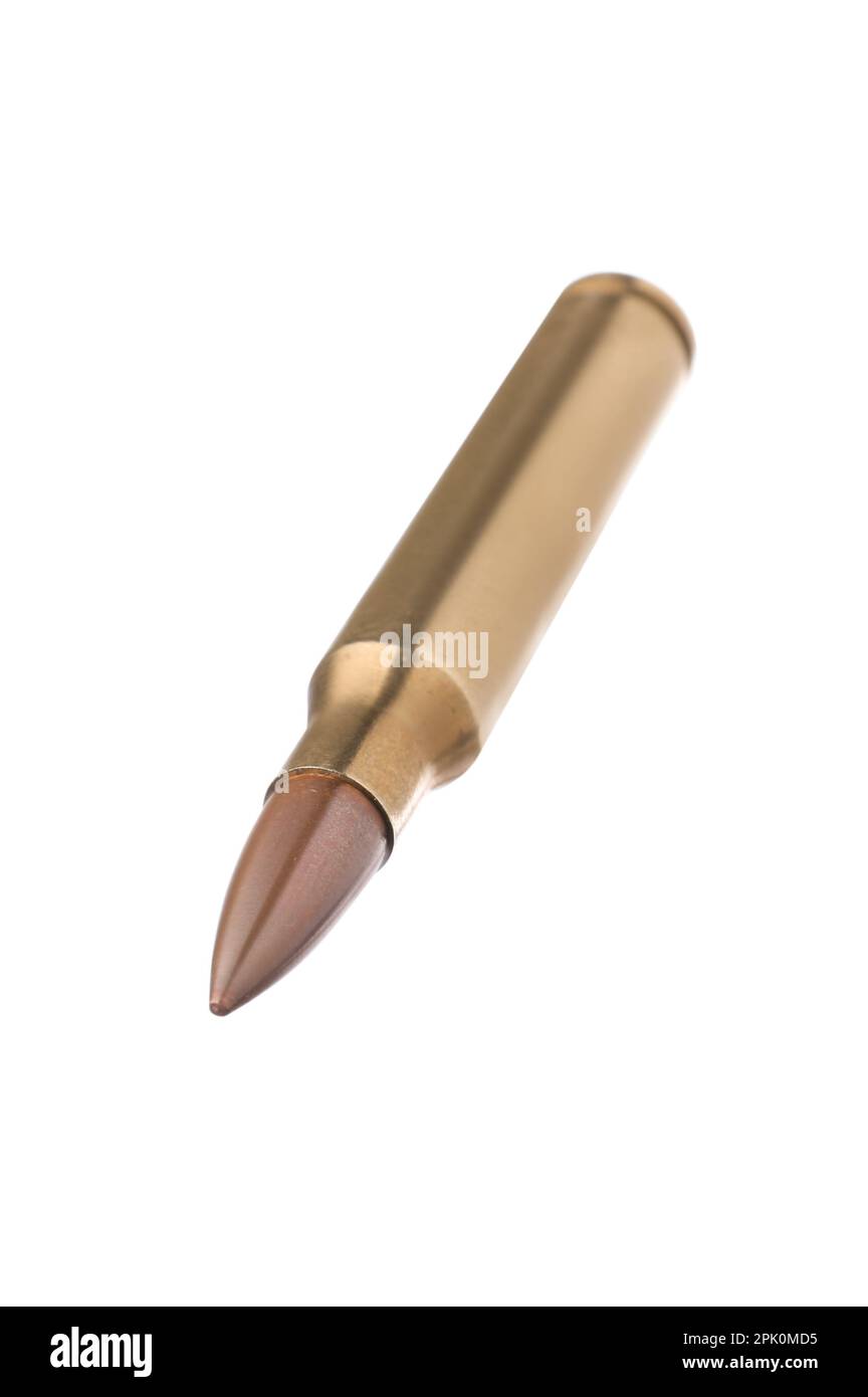 Rifle cartridge isolated on white. Firearm ammunition Stock Photo - Alamy