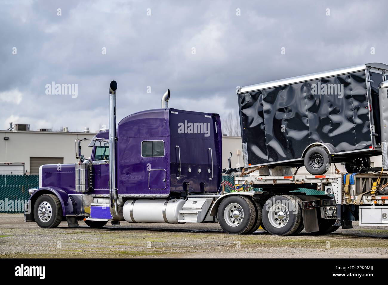 Big rig long hauler violet semi truck with extended cab for truck ...