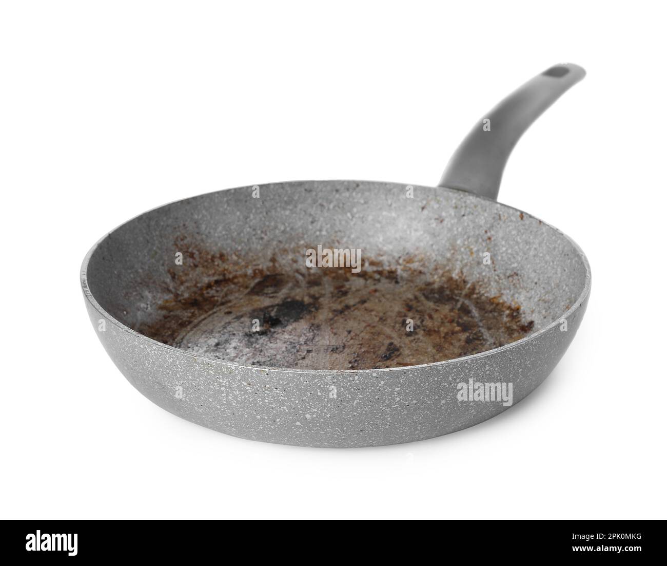 Dirty granite coating frying pan isolated on white Stock Photo - Alamy