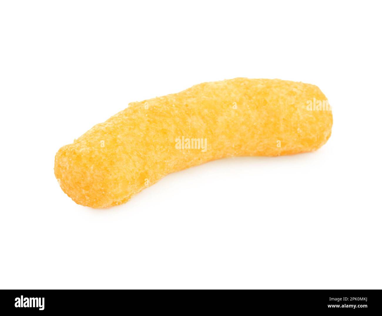 One tasty cheesy corn puff isolated on white Stock Photo - Alamy