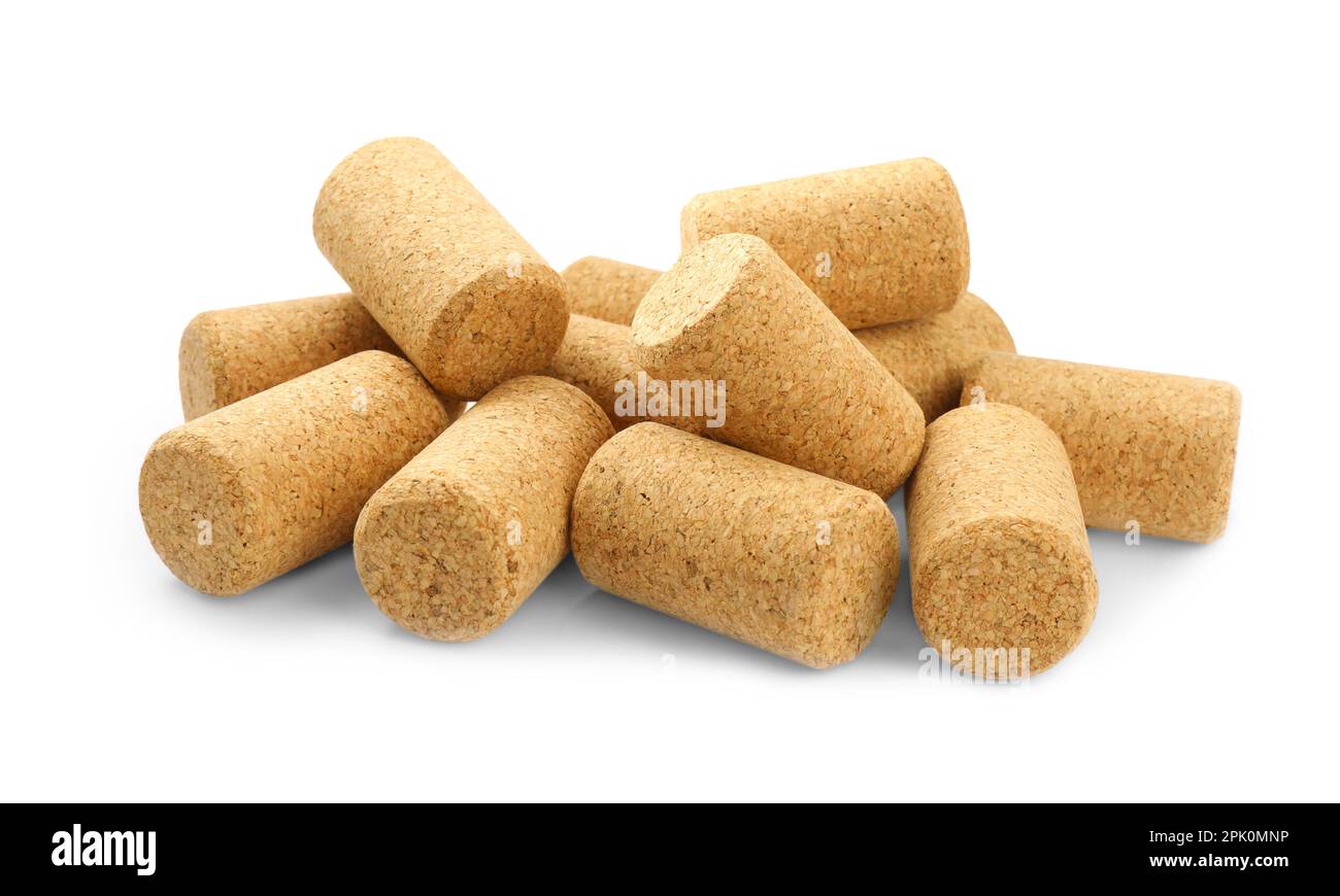 Pile of wine corks on white background. Bottle cap Stock Photo - Alamy