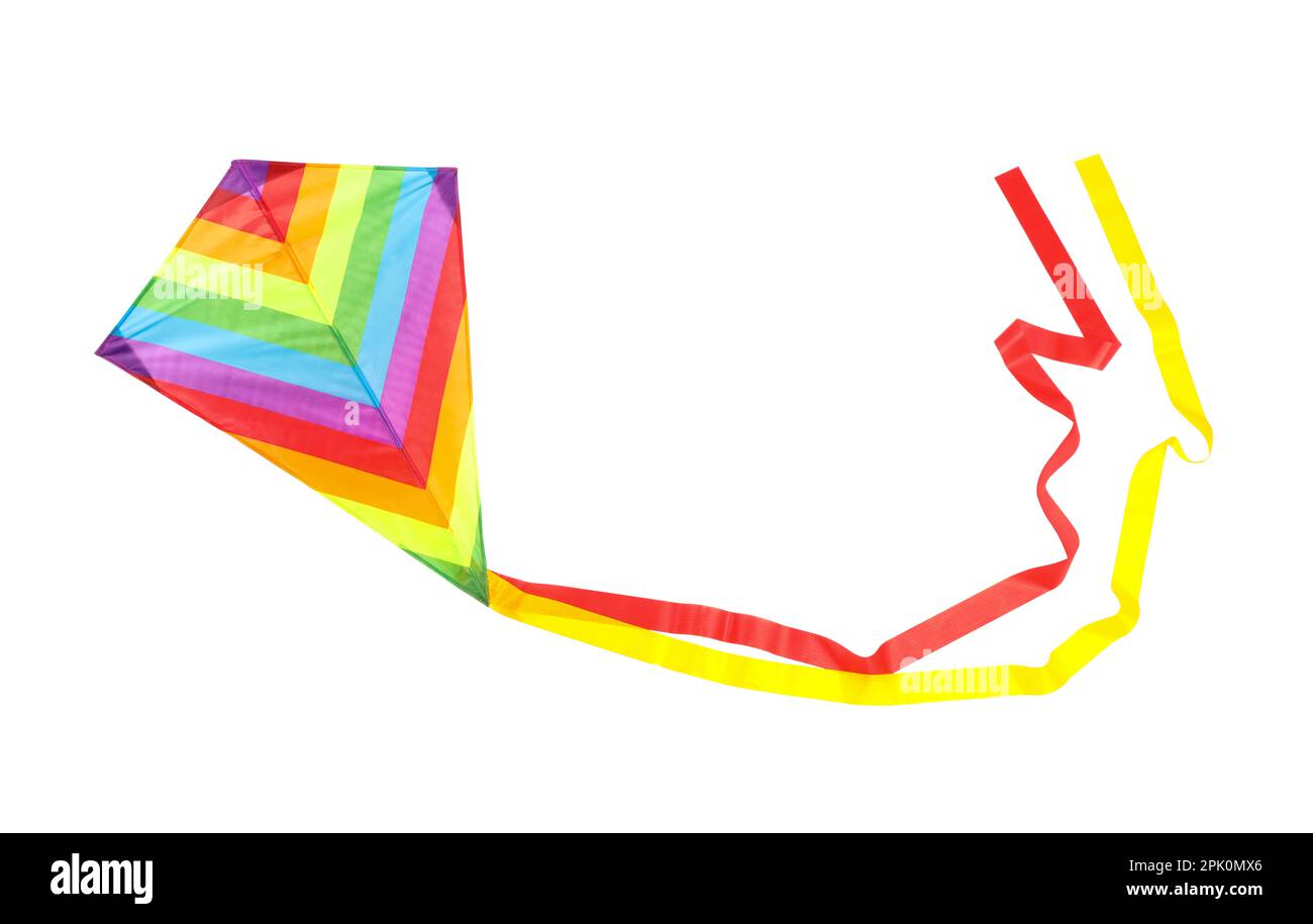 Beautiful bright rainbow kite isolated on white Stock Photo - Alamy
