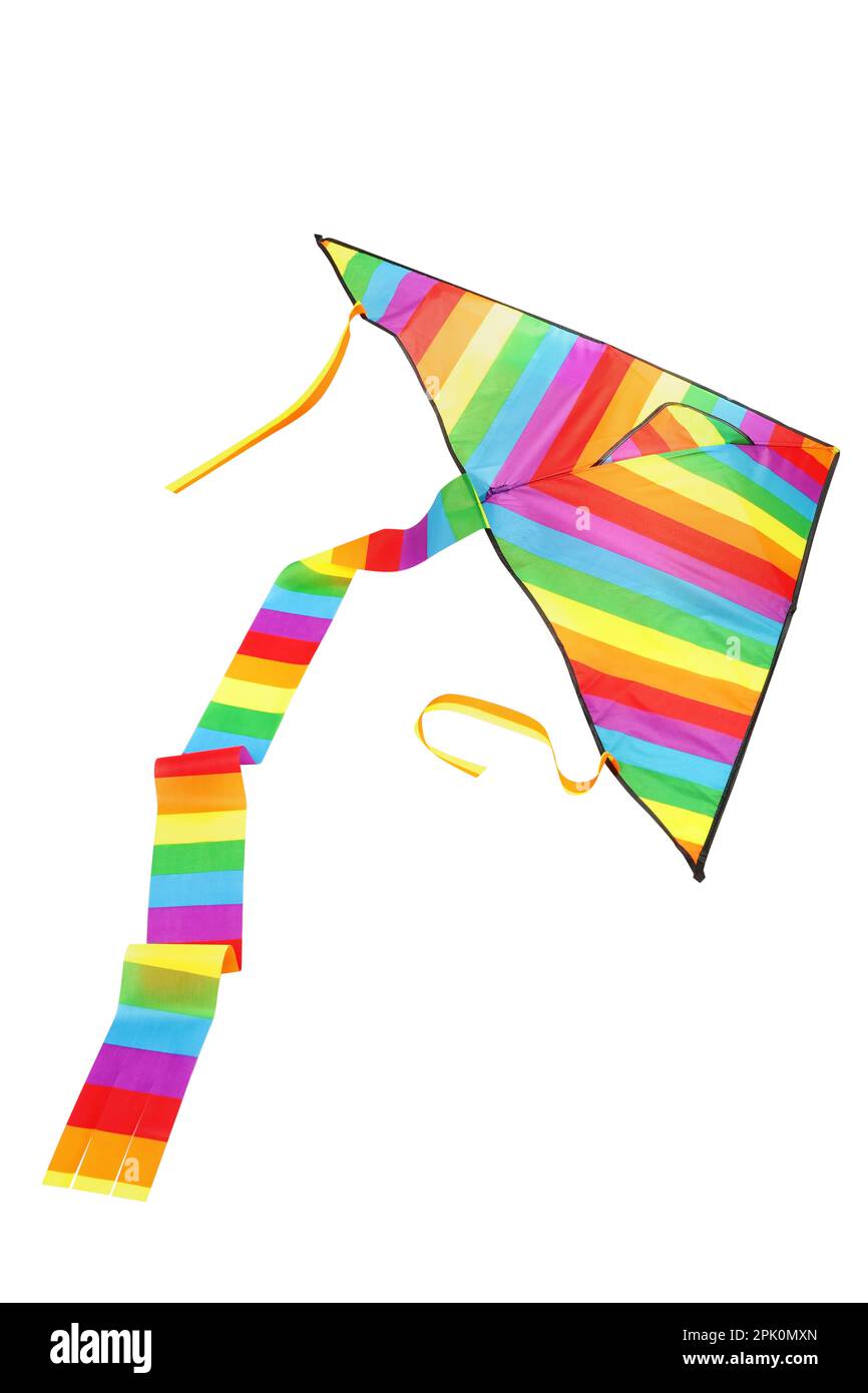 Beautiful bright rainbow kite isolated on white Stock Photo - Alamy