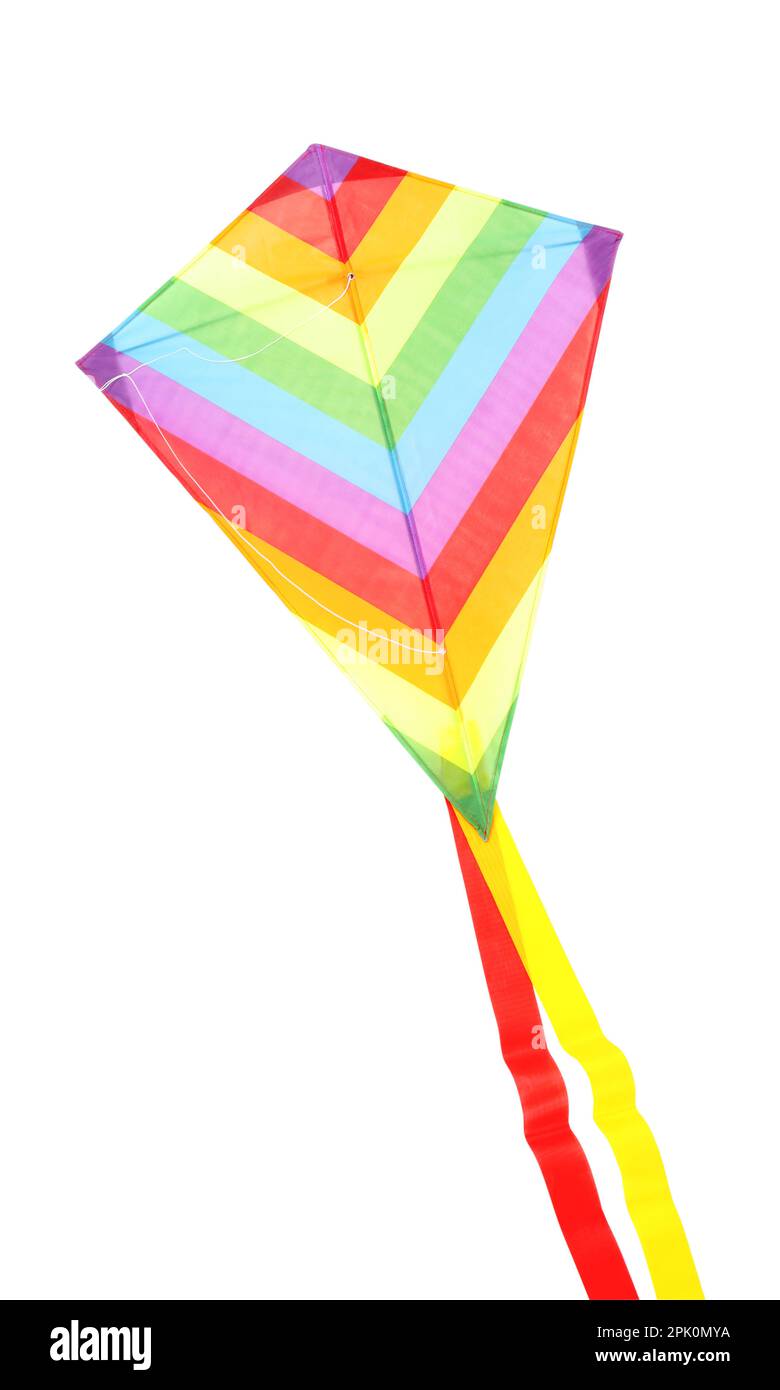 Beautiful bright rainbow kite isolated on white Stock Photo - Alamy