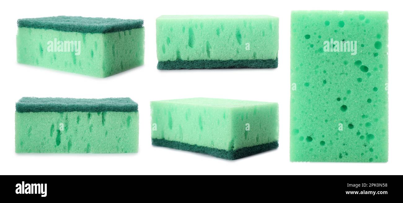 Set with cleaning sponges on white background. Banner design Stock ...