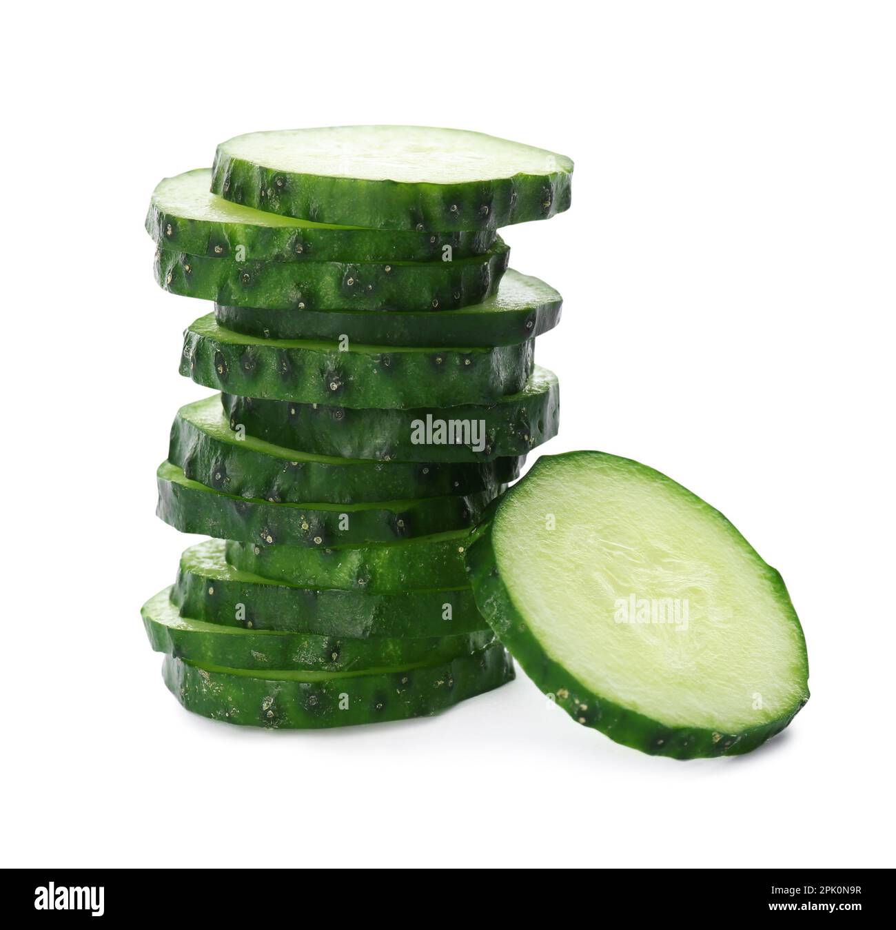 Stack of cucumber slices on white background Stock Photo - Alamy