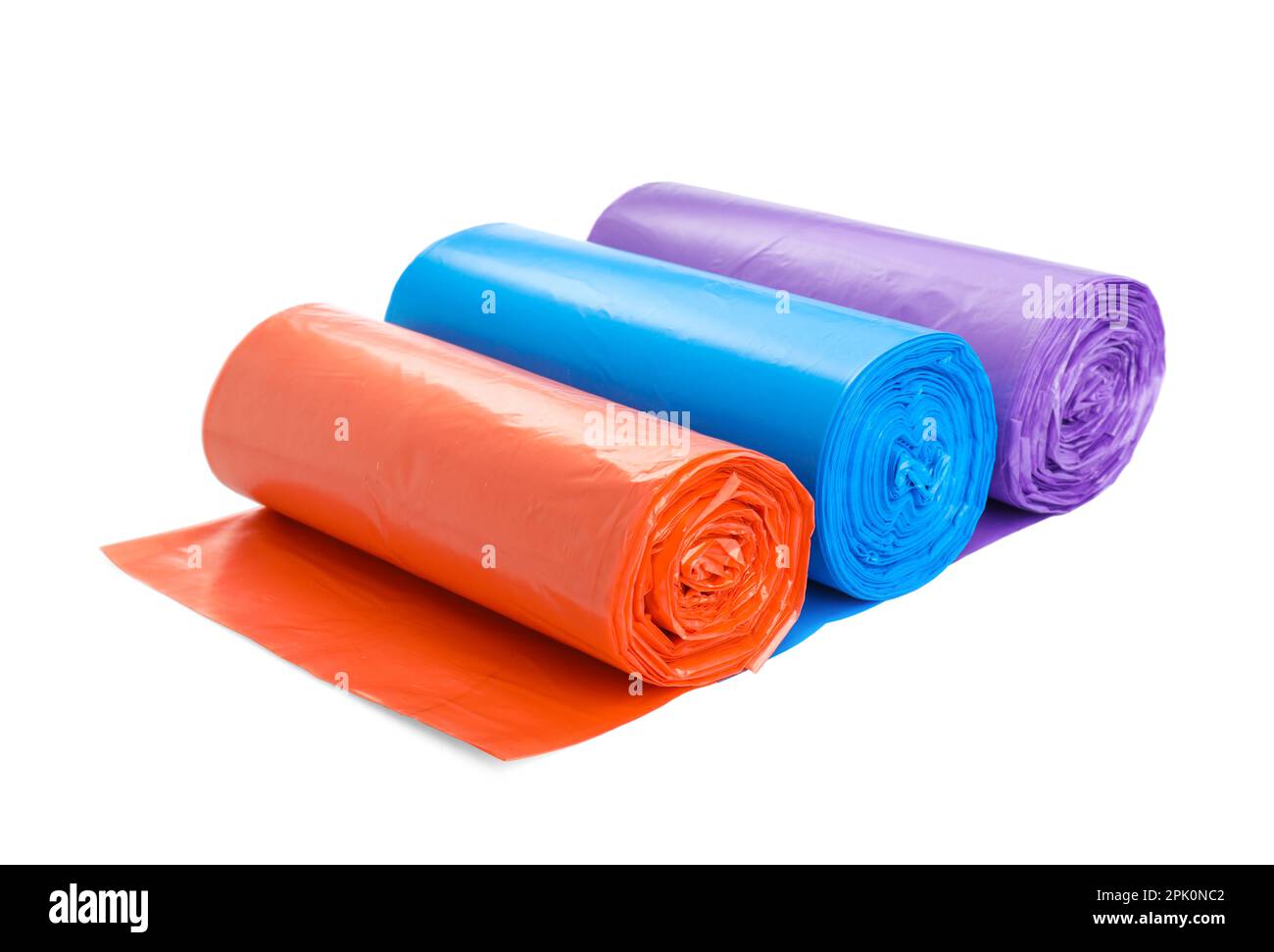 Rolls of different color garbage bags isolated on white Stock Photo - Alamy