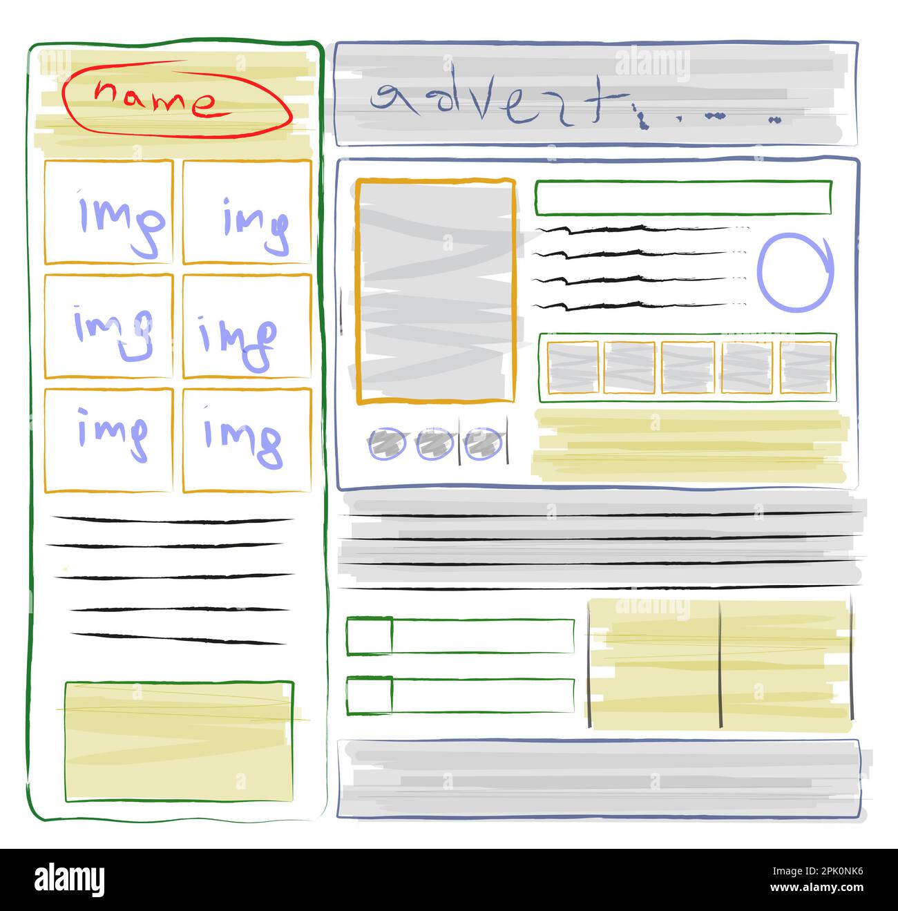 Sketch of website planning and design, illustration Stock Photo - Alamy