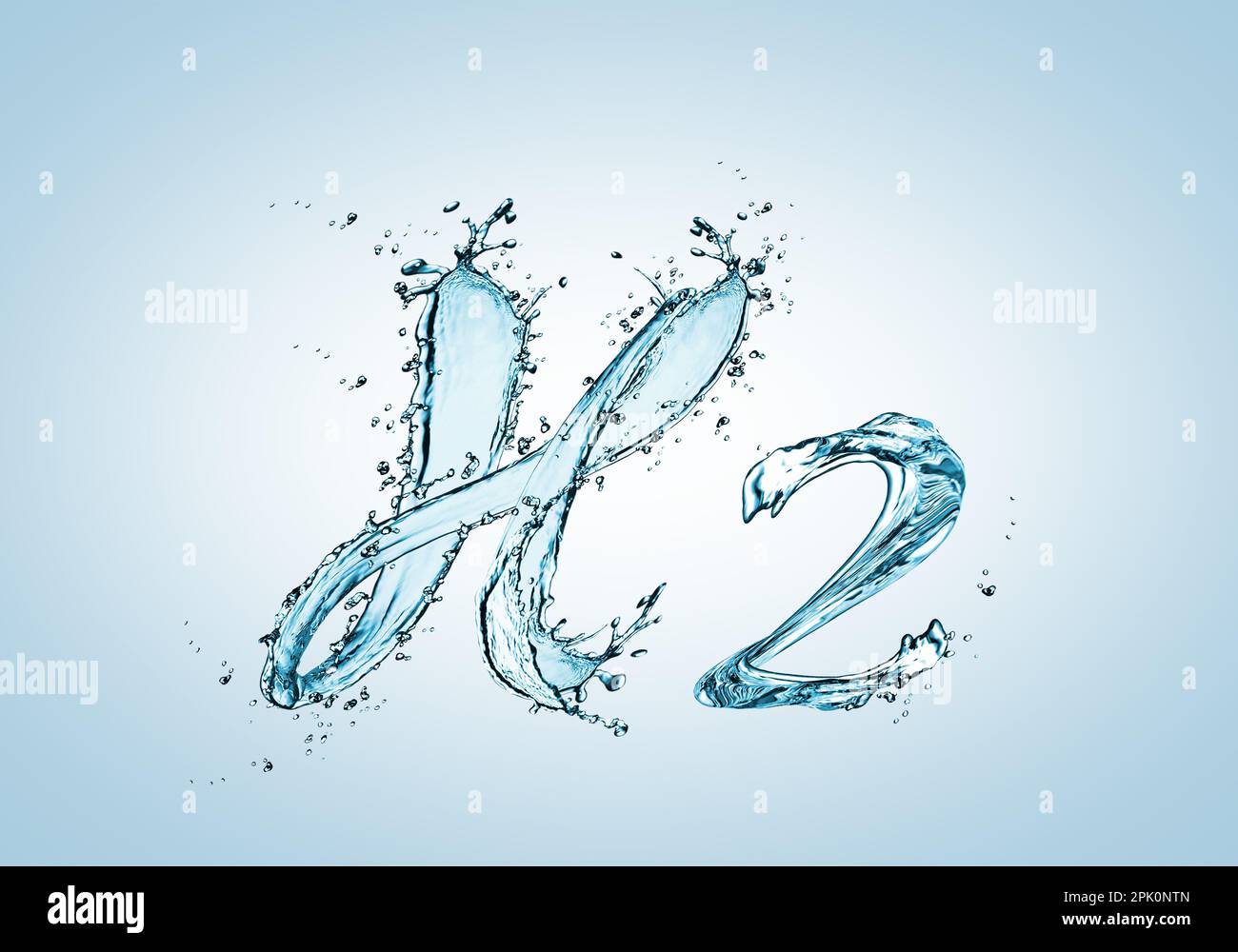 Chemical formula H2 made of water on light blue background Stock Photo ...