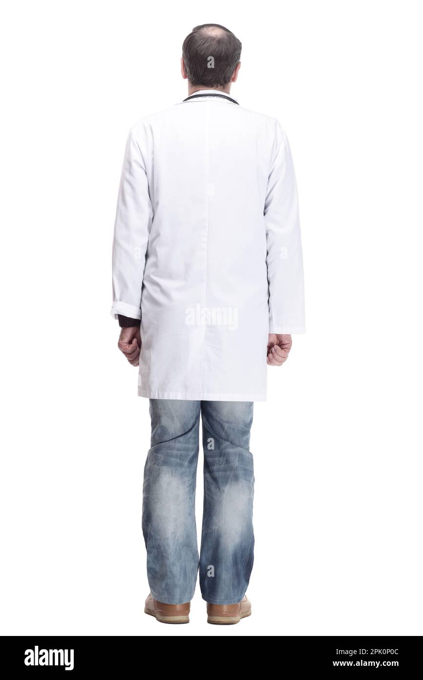 rear view.a qualified doctor with a stethoscope Stock Photo - Alamy