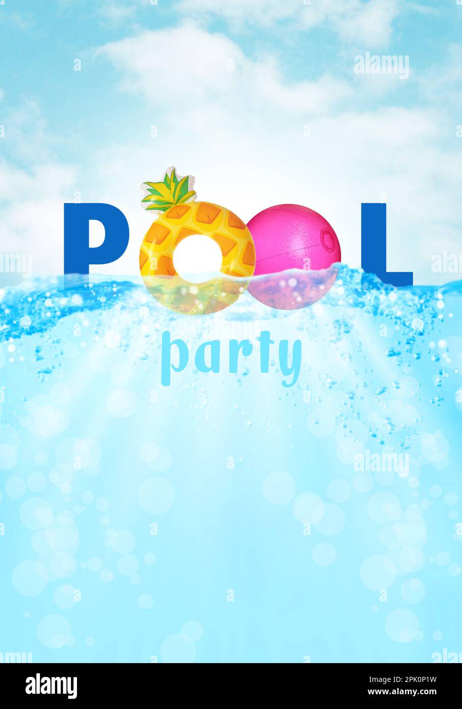 Bright summer swimming pool party advertising poster Stock Photo - Alamy