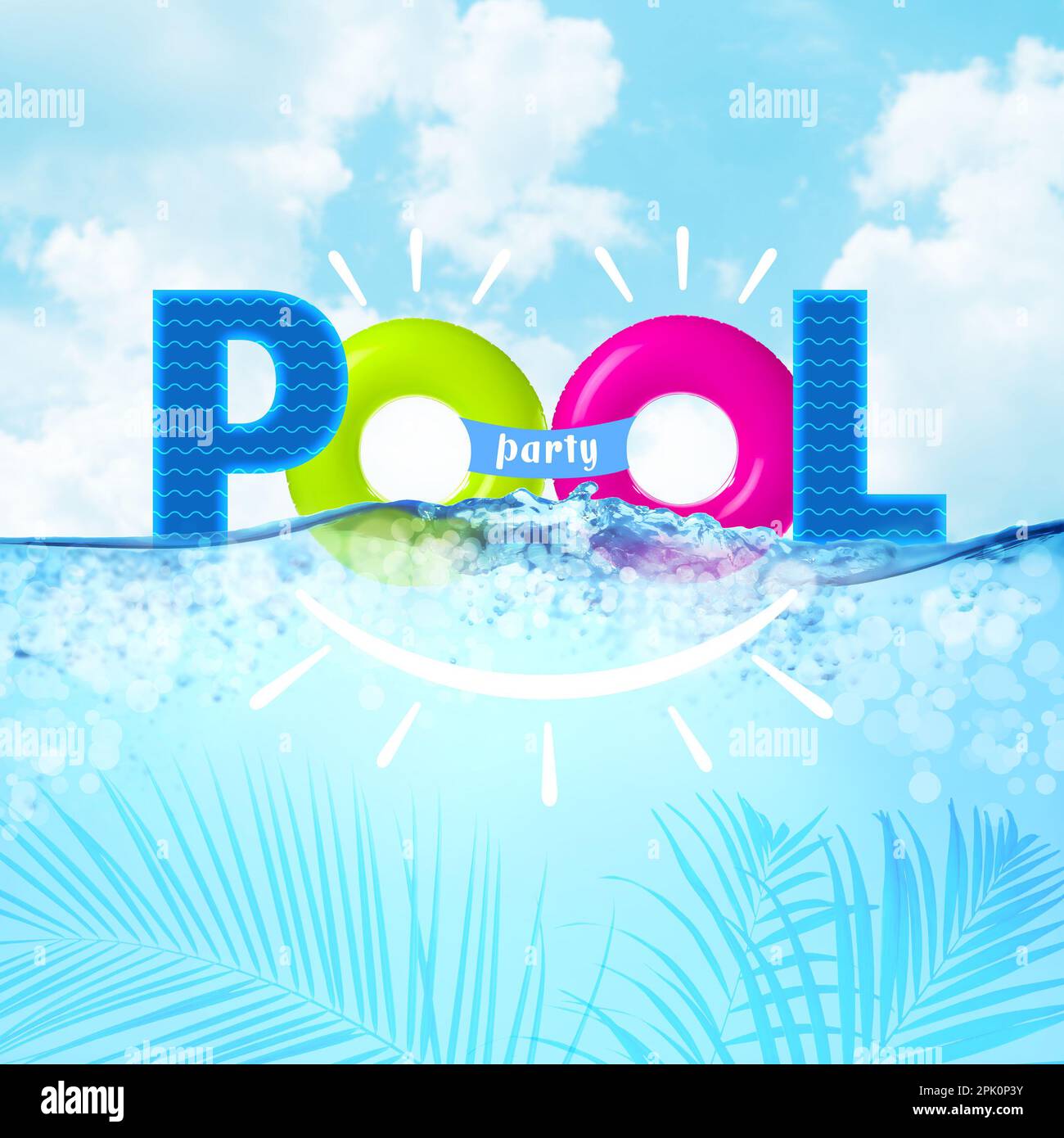 Bright summer swimming pool party advertising poster Stock Photo - Alamy