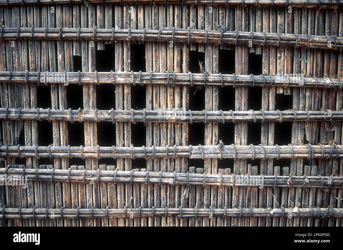 Old house or barasti, made of lashed date palm fronds in the United ...