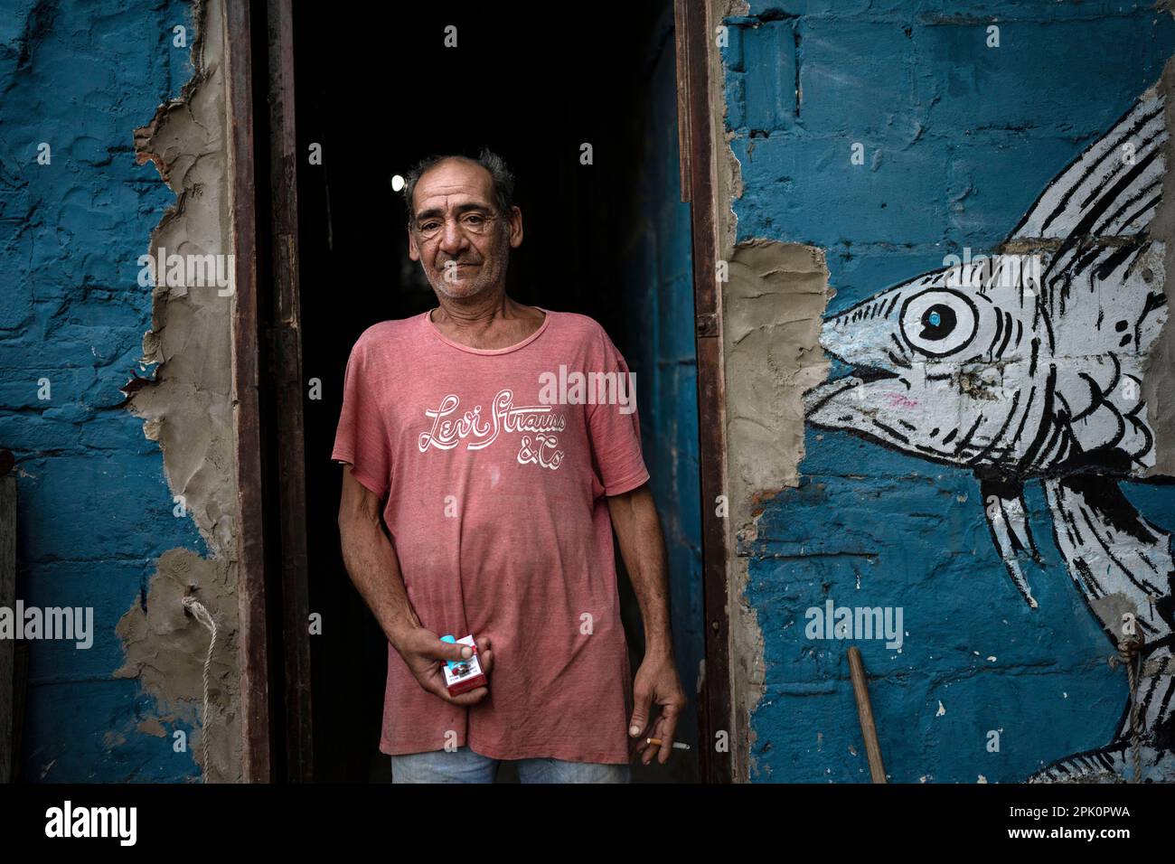 Fisherman Damian Marino, 55, better known as "El Tribi" poses for a ...