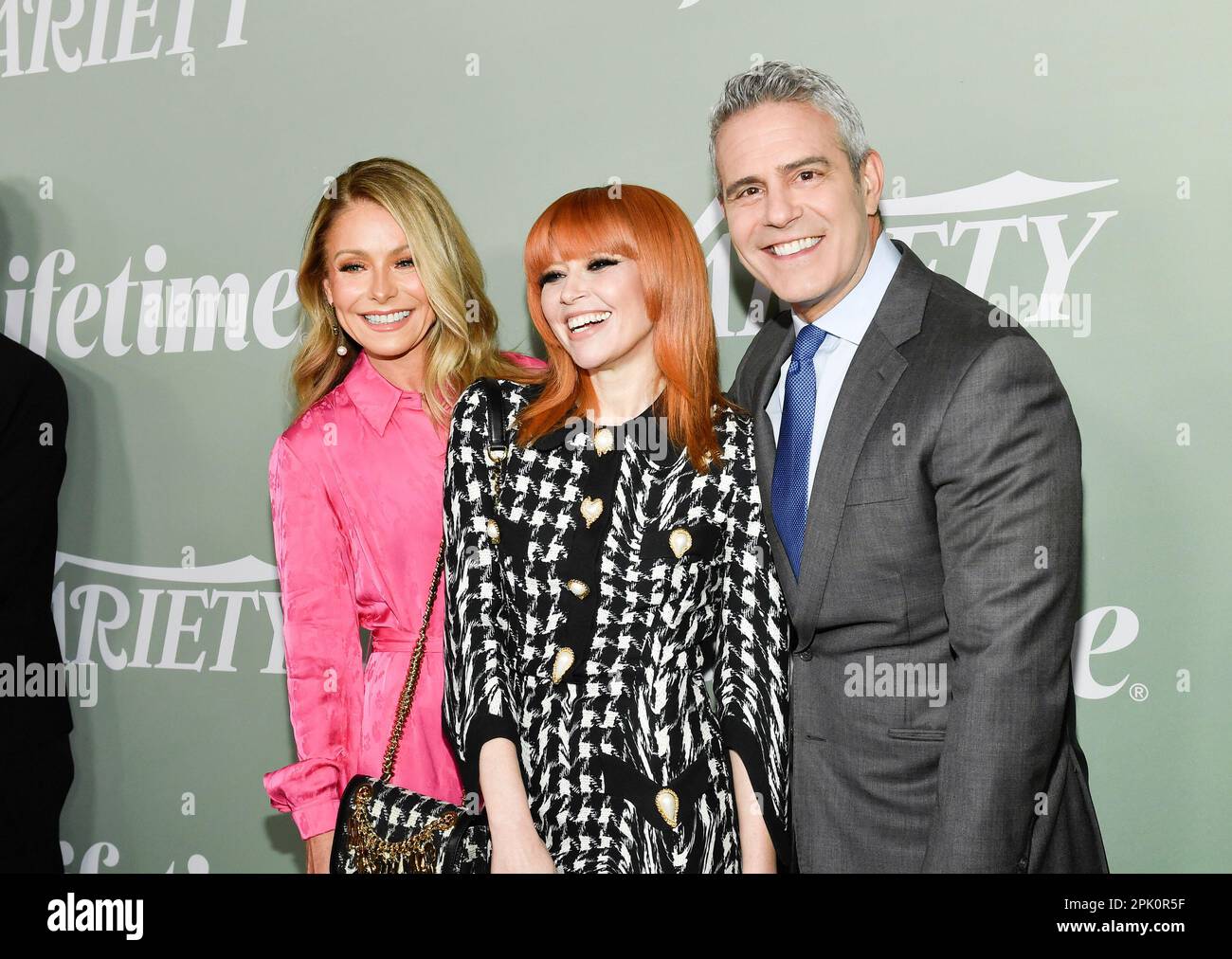 Kelly Ripa, left, Natasha Lyonne and Andy Cohen attend Variety's 2023 ...