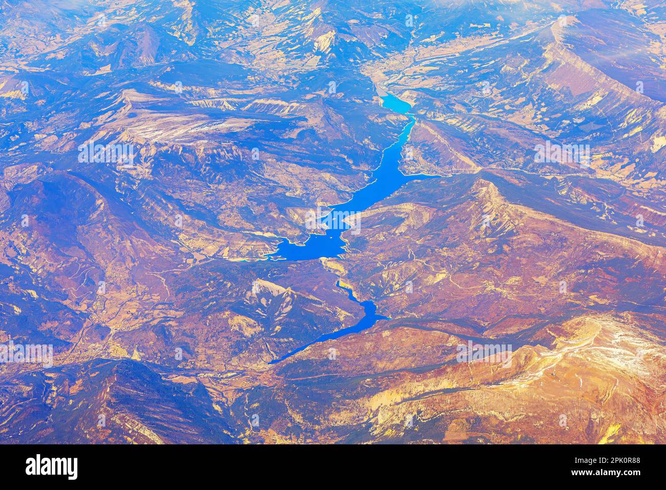 Lac de Castillon in France . Artificial reservoir in mountain surrounds ...