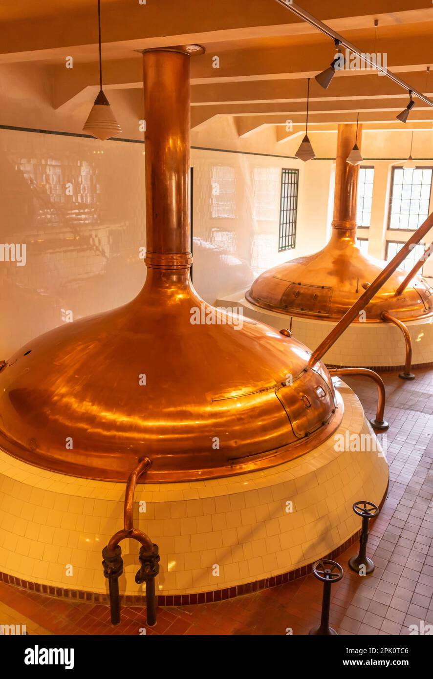 PILSEN, CZECH REPUBLIC, EUROPE - Pilsner Urquell Brewery. Tanks and ...