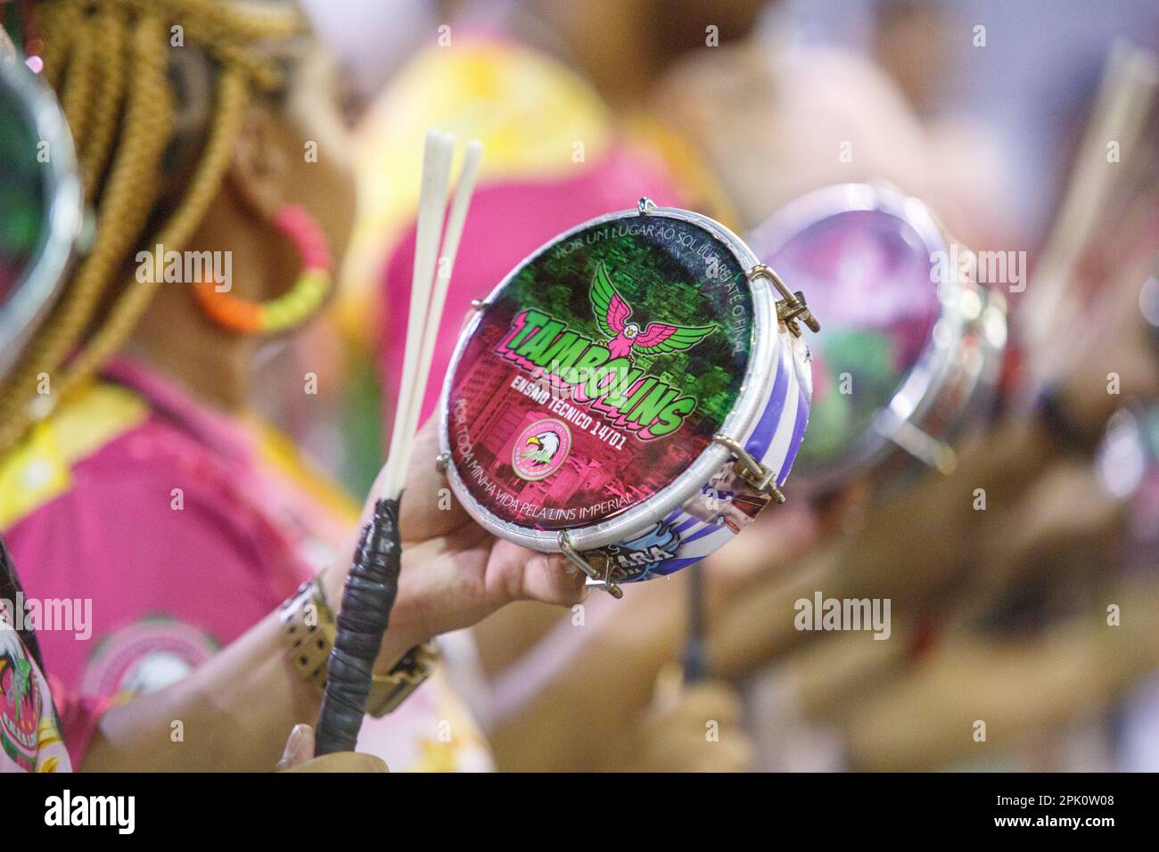 Drums of the Lins Imperial samba school in Rio de Janeiro, Brazil ...