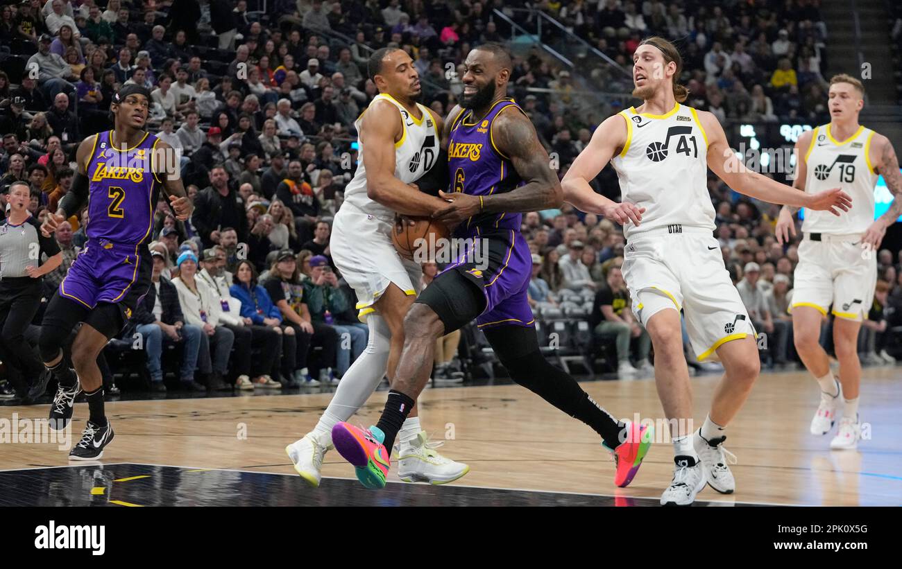 Utah Jazz guard Talen Horton-Tucker (0) defends against Los Angeles ...