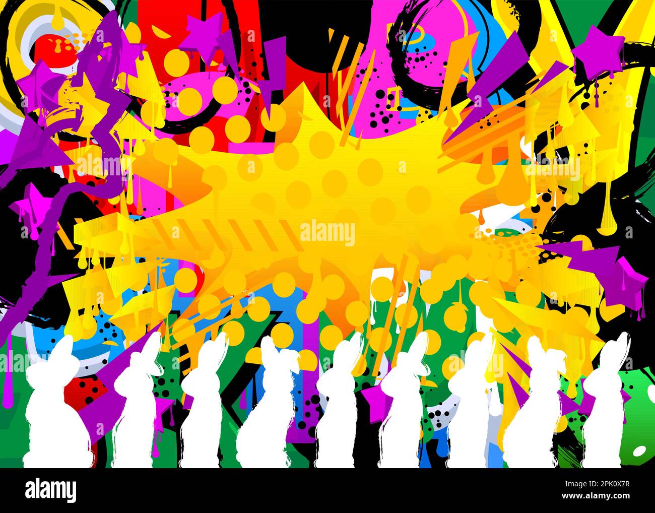 Abstract Easter Graffiti background. Modern street art performed in ...