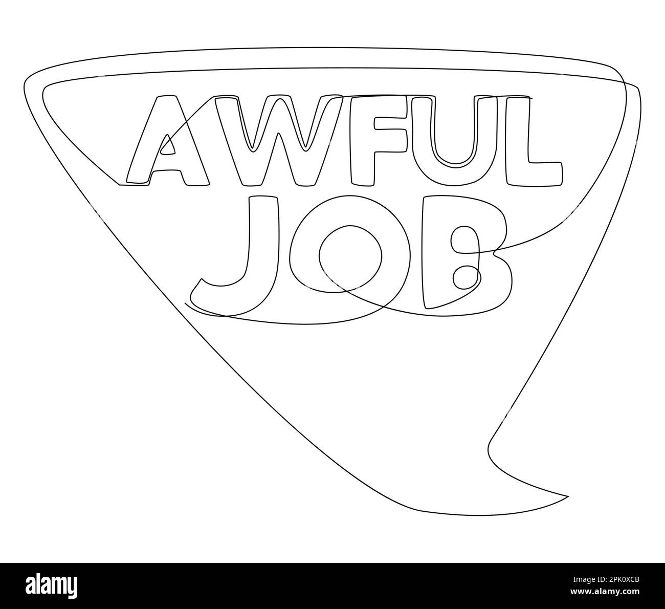 One Continuous Line Of Speech Bubble With Awful Job Text Thin Line Illustration Vector Concept