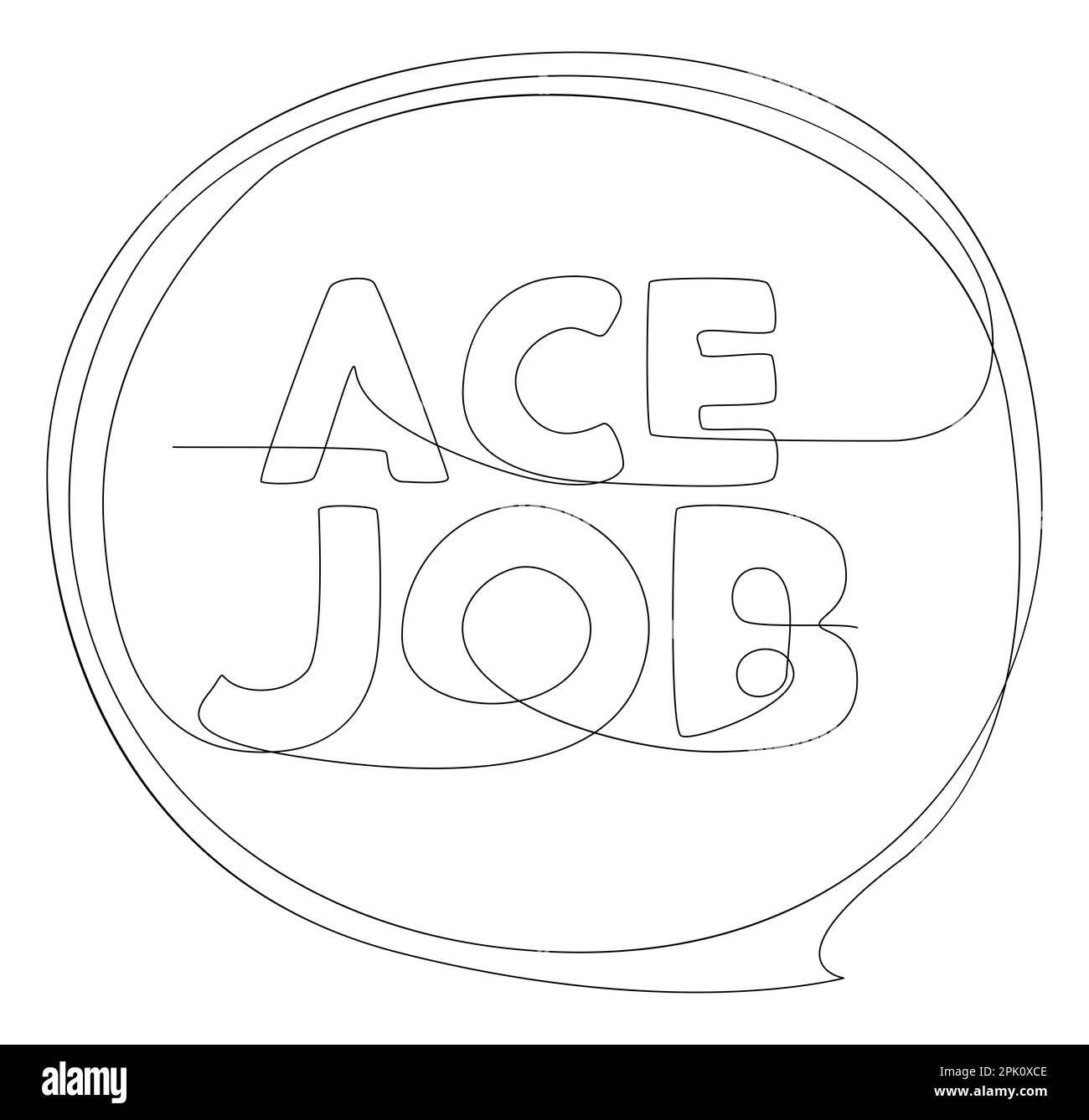 One Continuous Line Of Speech Bubble With Ace Job Text Thin Line Illustration Vector Concept