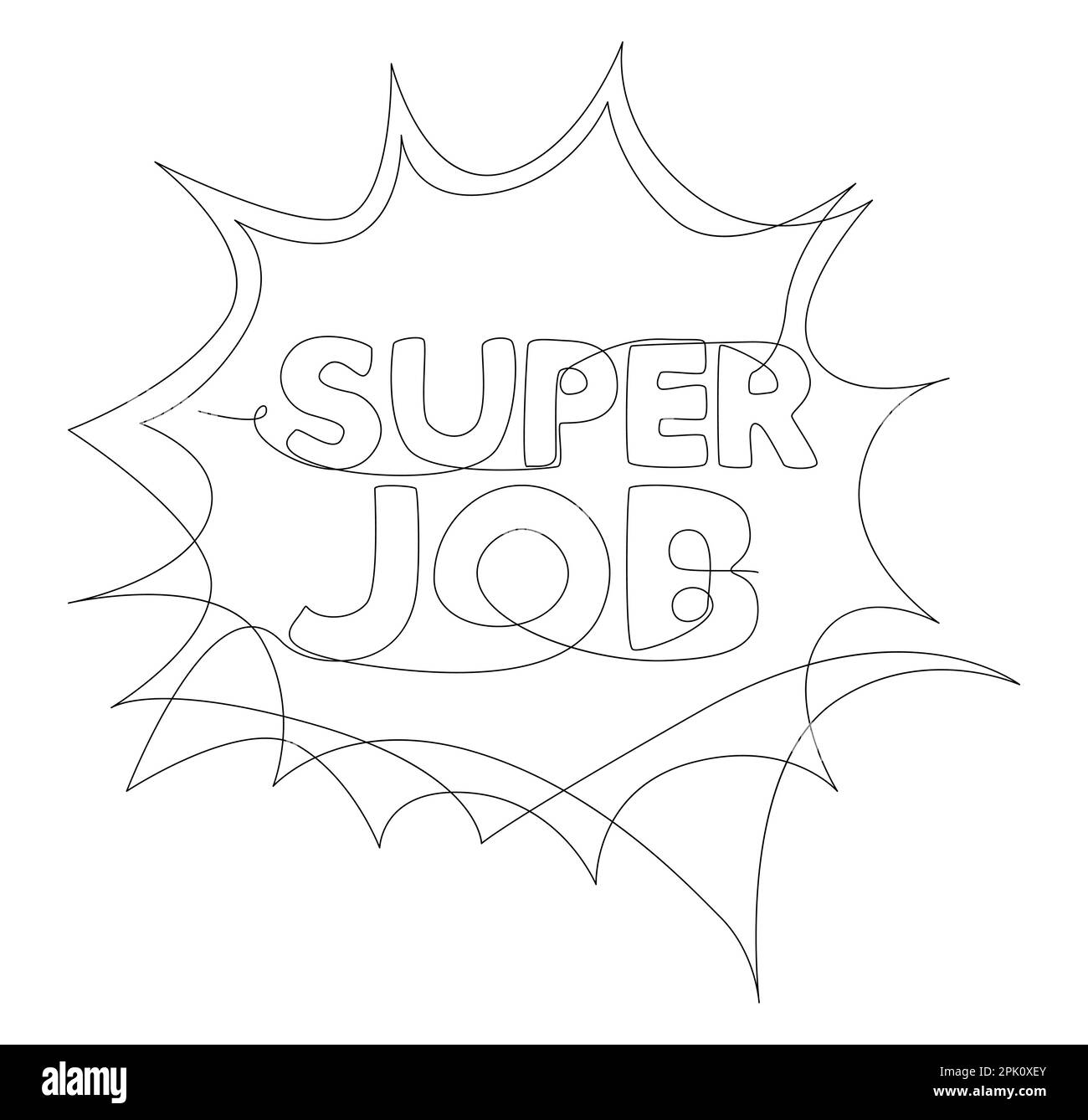 One Continuous Line Of Speech Bubble With Super Job Text Thin Line