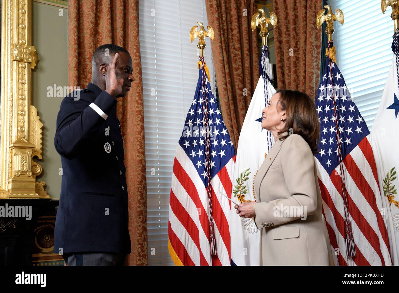 United States Vice President Kamala Harris presides over a promotion ...