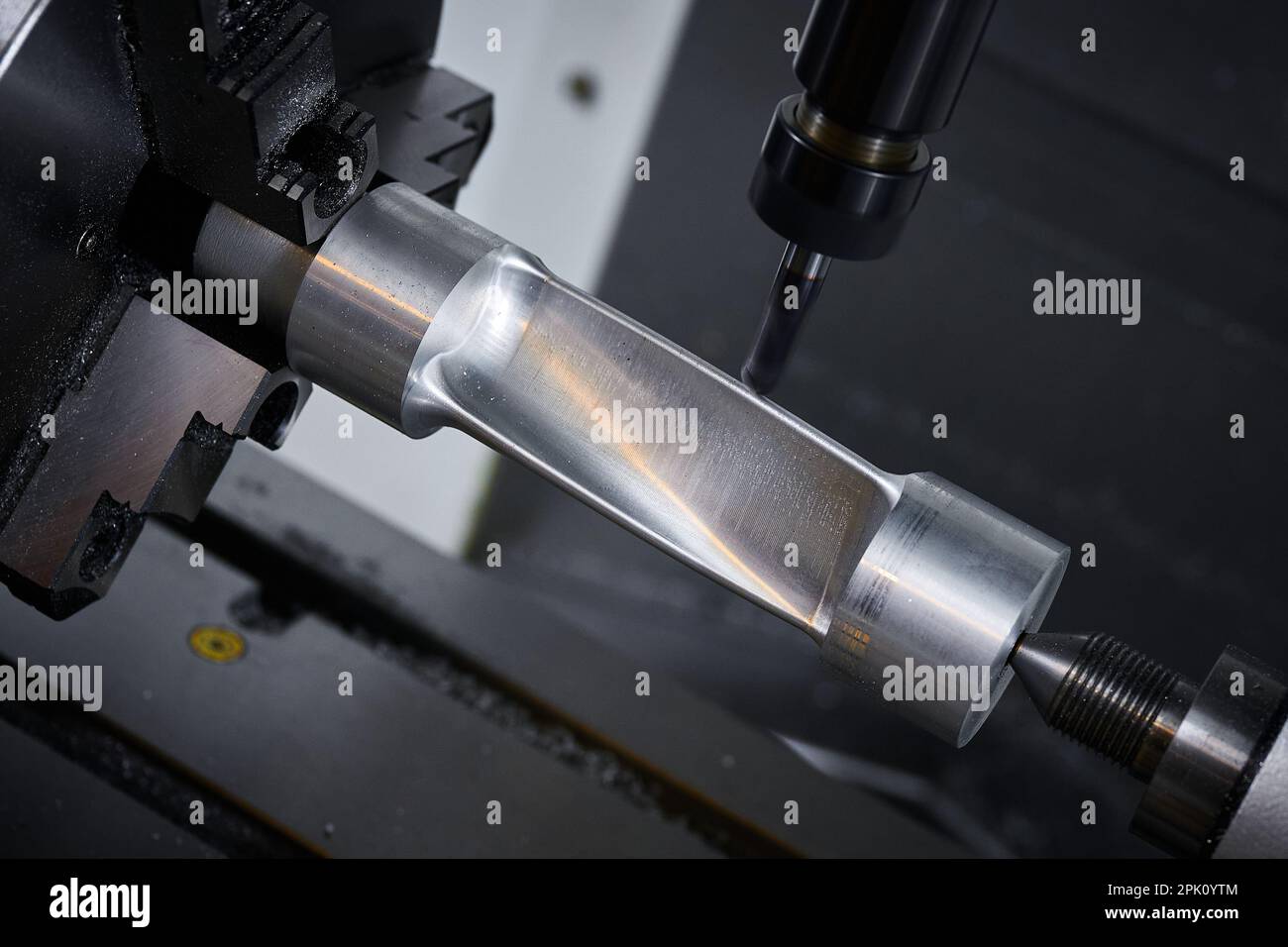 The process of milling a turbine blade on a turning-milling machine ...