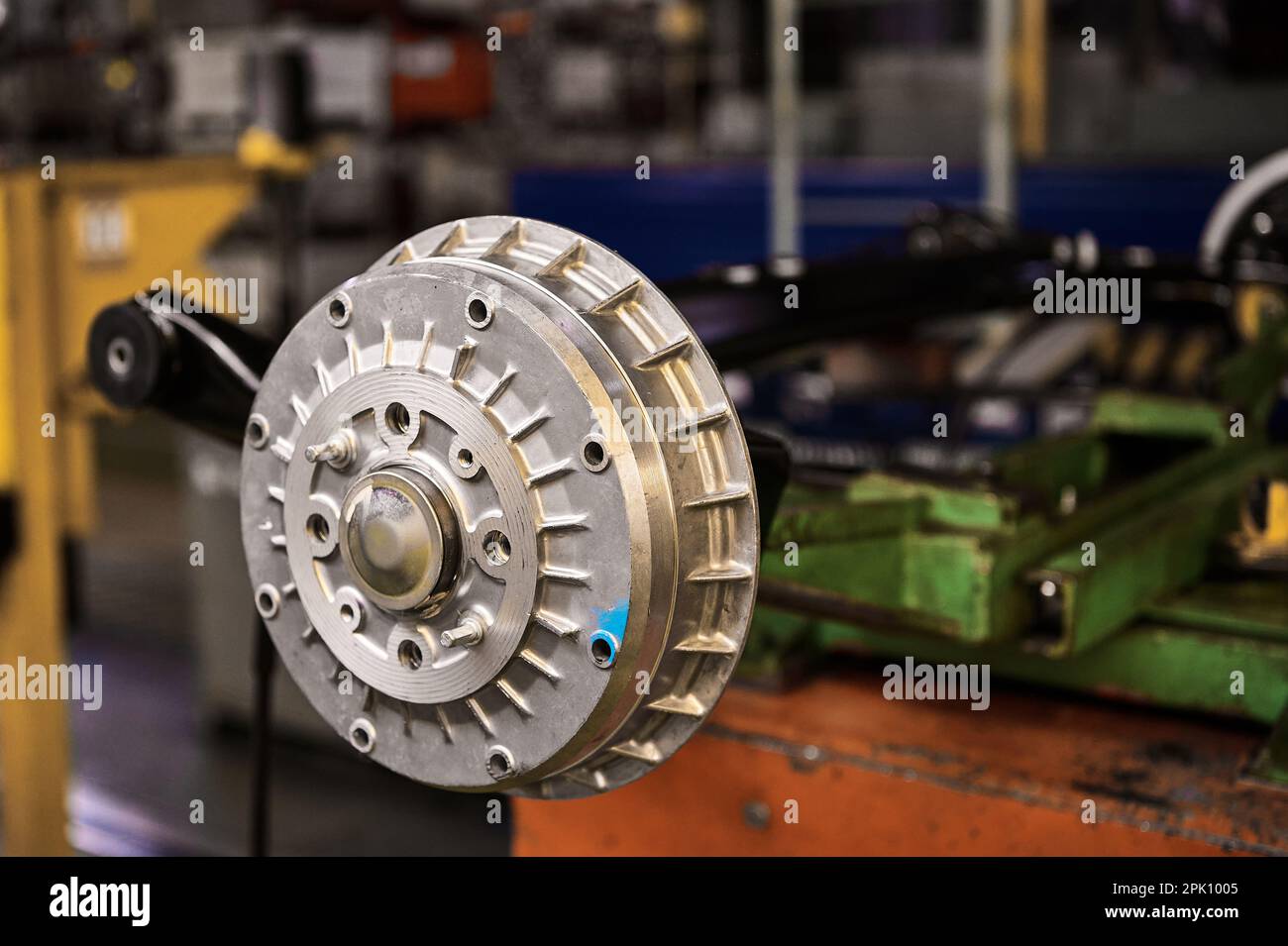 Metal brake drum of contemporary automobile in workshop Stock Photo - Alamy