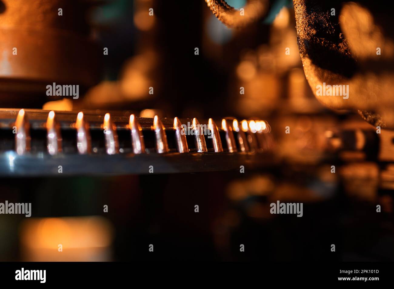 Weapon bullets in the making. The bullets are mounted in a carousel ...