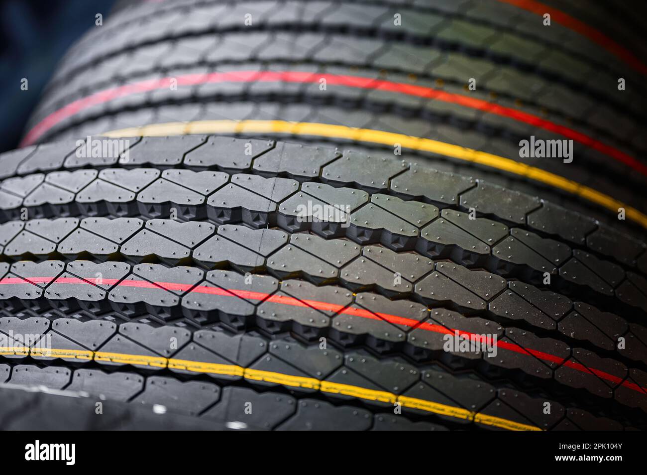 Stack of tires with markings after vulcanization process Stock Photo ...