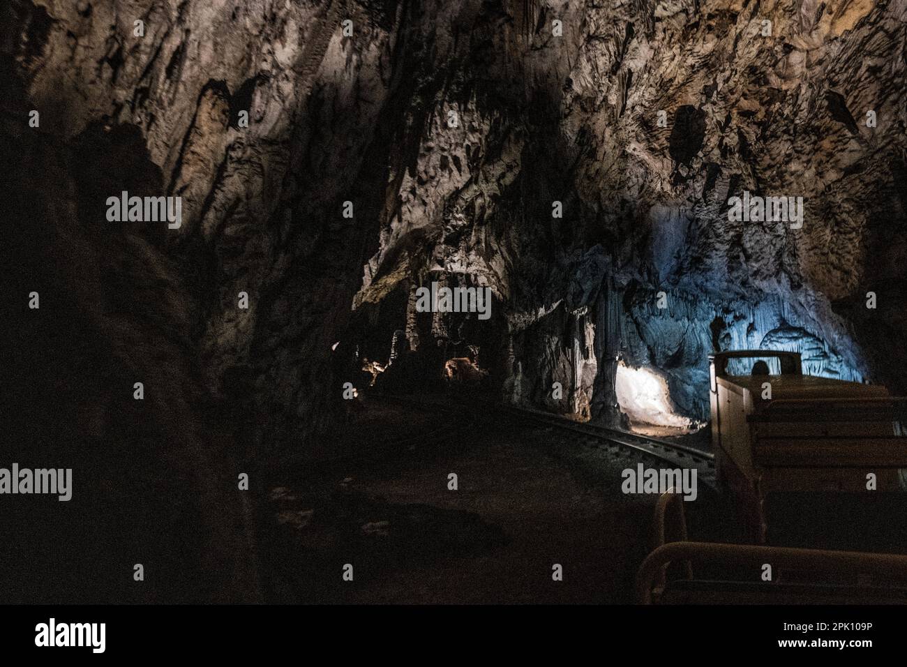 Postojna Cave (Postojnska Jama). Interior from the train ride. Slovenia ...