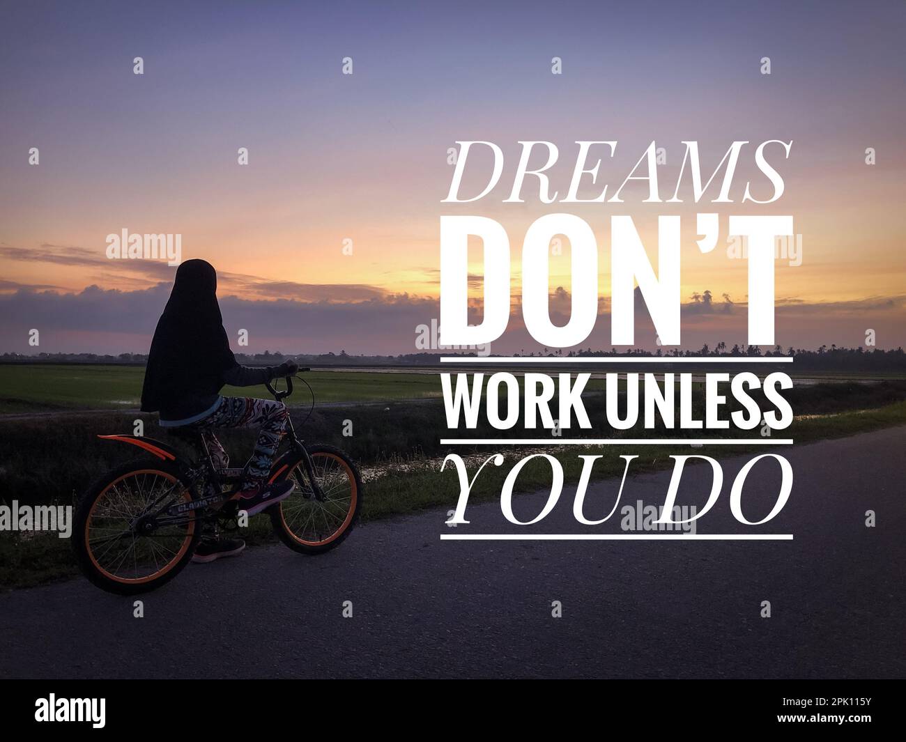 Motivational and inspirational quote written with phrase DREAMS DON'T ...