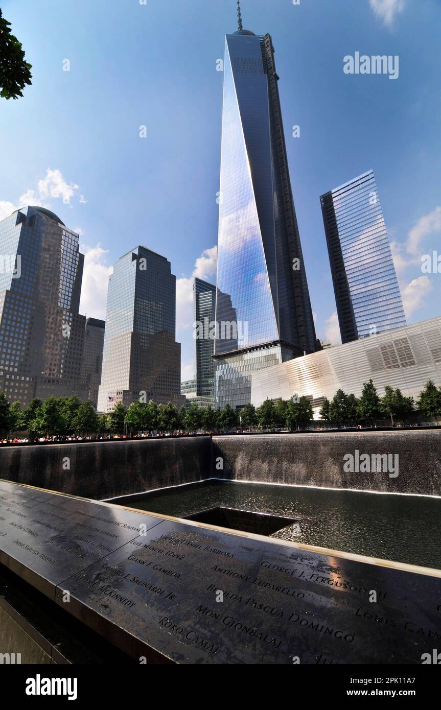 9/11 World Trade Centre Memorial fountains in Lower Manhattan, New York City, USA Stock Photo ...