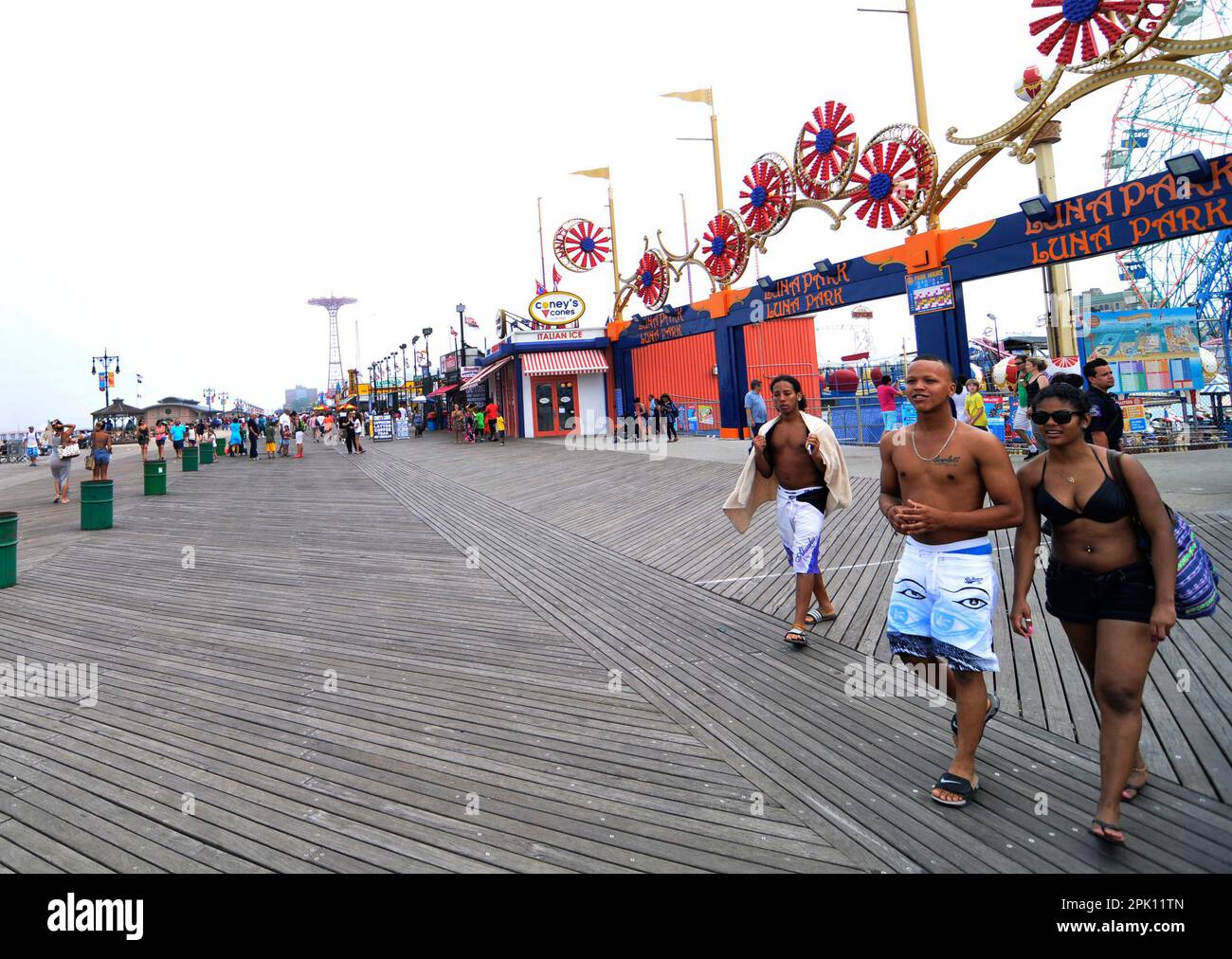 Coney Island beach promenade, New York City, NY, USA Stock Photo - Alamy
