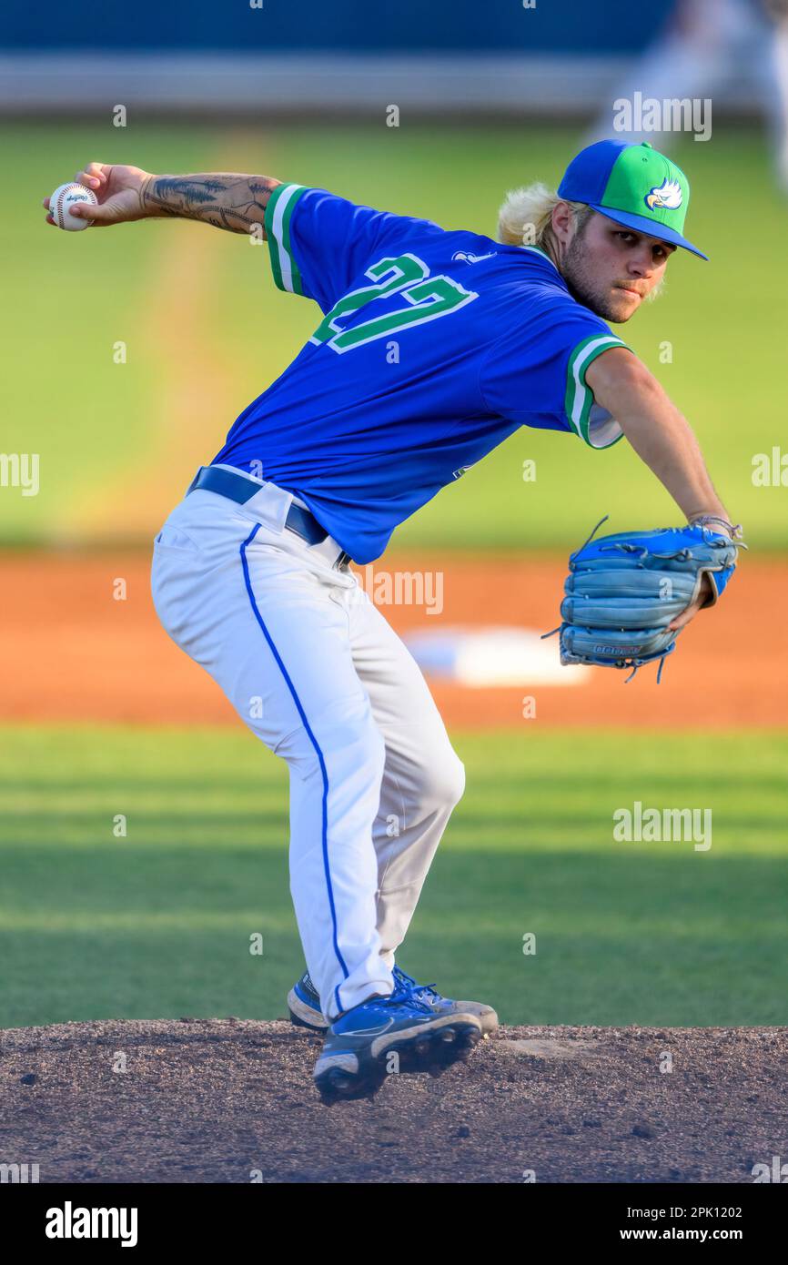 Florida Gulf Coast pitcher Chase Kriebel throws the ball from the mound ...